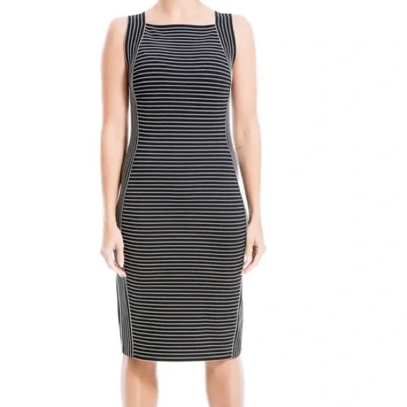 Max Studio | Dresses | Nwt Max Studio Black With White Stripes Stretch ...